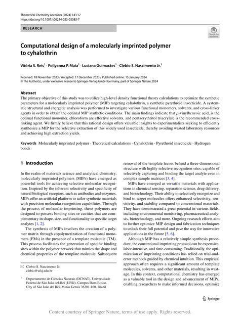 Computational Design Of A Molecularly Imprinted Polymer To Cyhalothrin