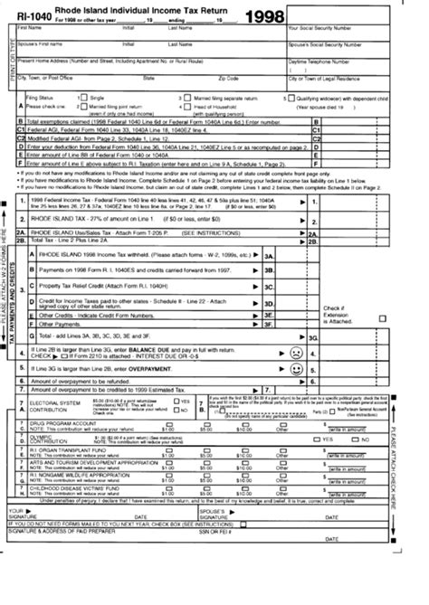 Fillable Form Ri 1040 Rhode Island Individual Income Tax Return