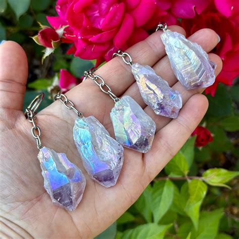 Raw Aura Amethyst Keychain New Moon Beginnings
