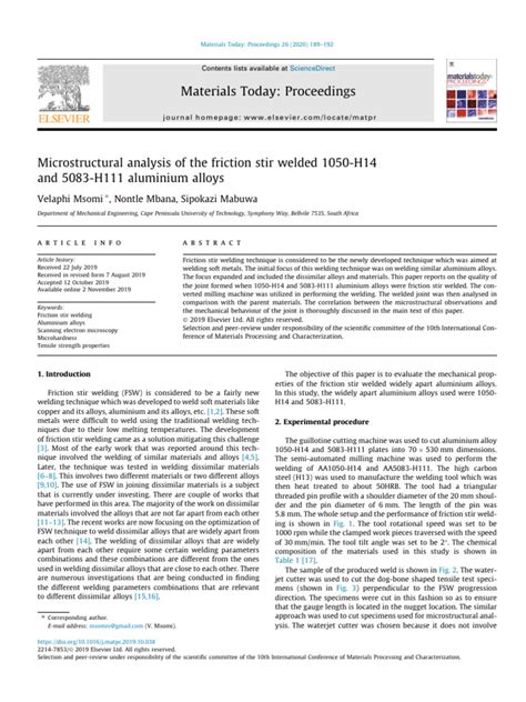 Microstructural Analysis Friction Stir Welded Pdf Ultimate Tensile