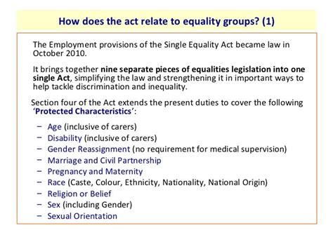 Single Equality Act Employment 2010