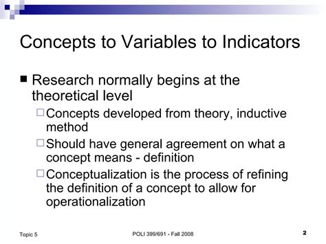 Concepts Operationalization And Measurement Ppt