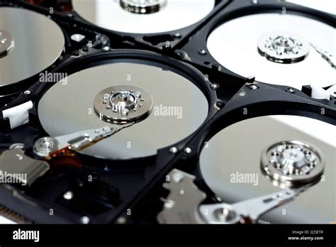 Computer Hard Disk Drive Storage Memory Repair Broken Computer Part Close Up Of Open Hard Disc