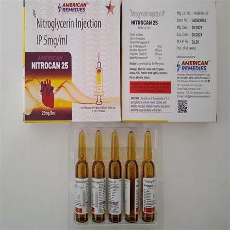 25mg Nitroglycerin Injection Ip At ₹ 100piece Allopathic Injection