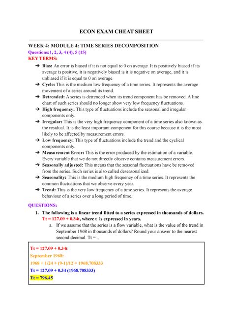 Econ Exam Cheat Sheet Questions And Answers For All The Quizzes Econ Exam Cheat Sheet Week 4
