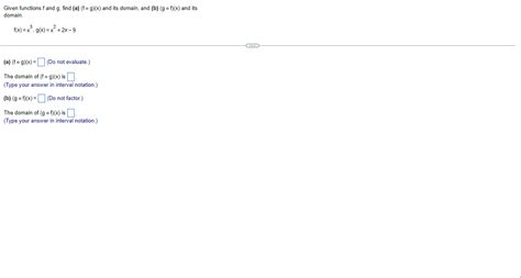 solved domain f x x3 g x x2 2x−9 a f∘g x do not