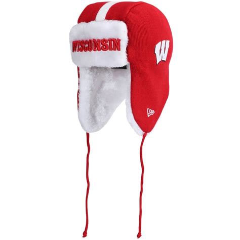 Wisconsin Badgers Knit Trapper Helmet Head Hat Packerland Plus