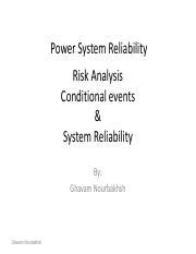 System Reliability Pdf Power System Reliability Risk Analysis Conditional Events