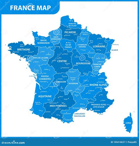 The Detailed Map Of The France With Regions Or States And Cities