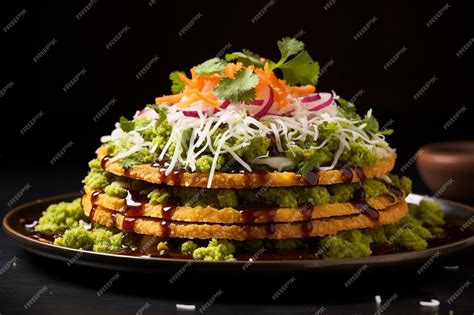 Premium Photo Exotic Masala Aloo Tikki Papdi Chaat On White