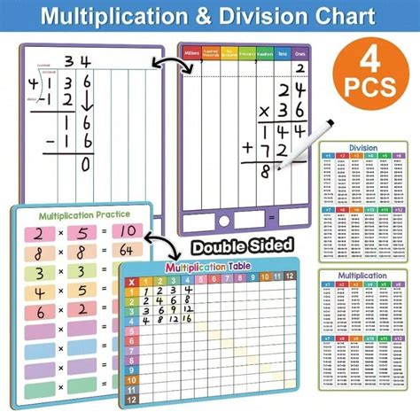 Dry Erase Division And Multiplication Chart White Board Double Side