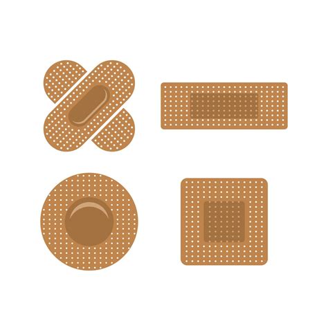 First Aid Plaster Plastic Strips Bandage Band Aid Set Isolated On White