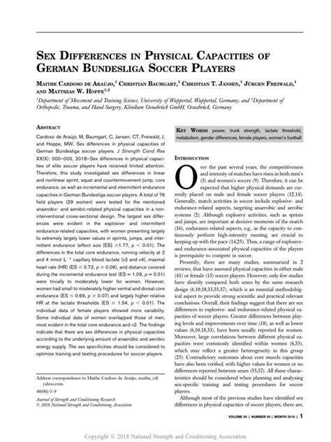 Sex Differences In Physical Capacities Of Pdf Cellular Respiration Strength Training