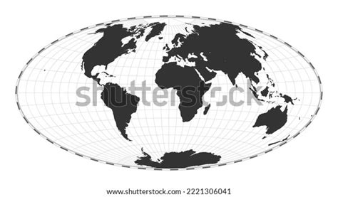 Vector World Map Aitoff Projection Plan Stock Vector Royalty Free