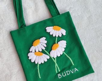 Punch Needle Personalized Letter Bag Punch Needle Embroidered Etsy