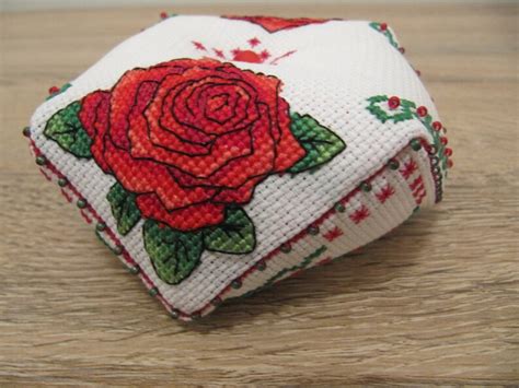 Cross Stitch Pattern Biscornu Pin Cushion Rose PDF Etsy