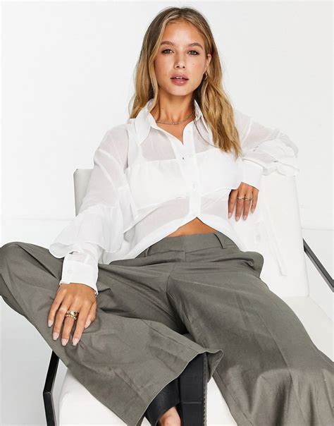 Asos Design Chemise Douce à Volants Ivoire Asos Soft Shirts