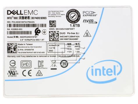 Dell Ssdpe Ke T T Tb Pcie Nvme Mixed Use U Ssd Ywwtm V Intel Dc P In Sff New