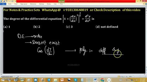 Order And Degree Of Differential Equatio Cucet 2021 Engineering Iit Jam