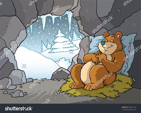 Cartoon Bear Hibernation Stock Vector Royalty Free 536567134