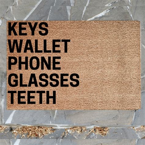 Keys Phone Wallet Glasses Teeth Doormat Personalised Doormats