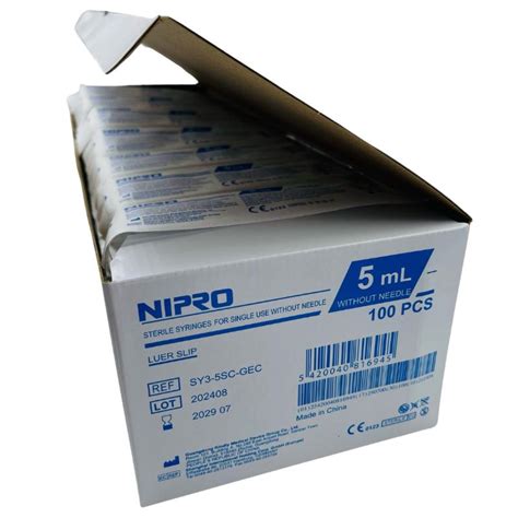 Jeringa Nipro 5ml Luer Slip Sin Aguja 100 Unidades Ytsmed