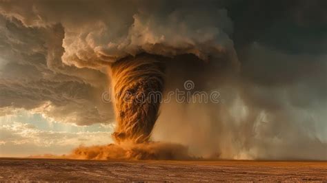 Dramatic Tornado Formation Over Flat Landscape Stock Illustration