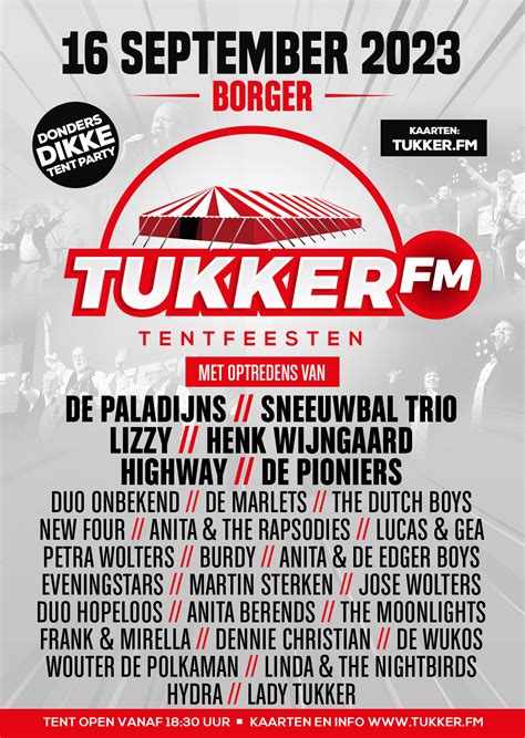 De Line Up Van Het Tukker Fm Tentfeest In Borger Zijn Bekend Tukker Fm