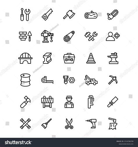 Contruction Tools Icon Set Illustration Vector Stock Vector Royalty