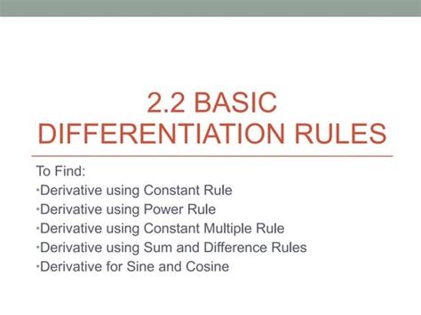 basic rules and theorems for differentiation pdf