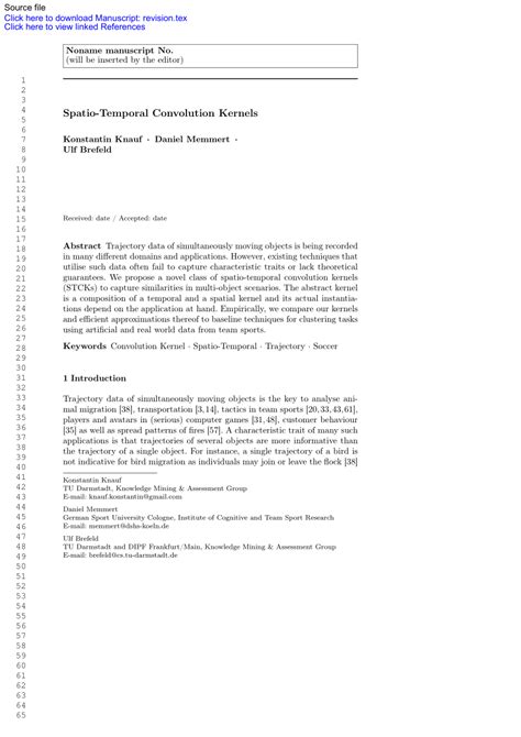 Pdf Spatio Temporal Convolution Kernels