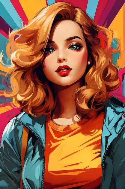 Chica De Estilo Cómico Pop Art Chica De Estilo Cómico Retrato Chica