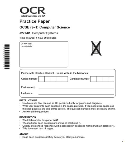 Ocr Past Paper Template