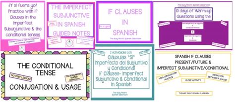 Spanish If Clauses Bundle Imperfect Subjunctive Conditional Pluperfect Subj