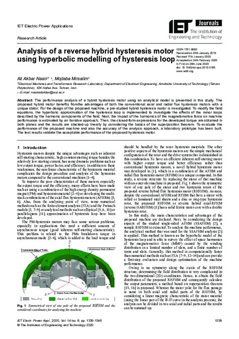 pdf analysis of a reverse hybrid hysteresis motor using hyperbolic