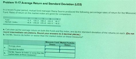 solved problem 11 17 average return and standard deviation