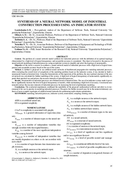 Pdf Synthesis Of A Neural Network Model Of Industrial Construction Processes Using An