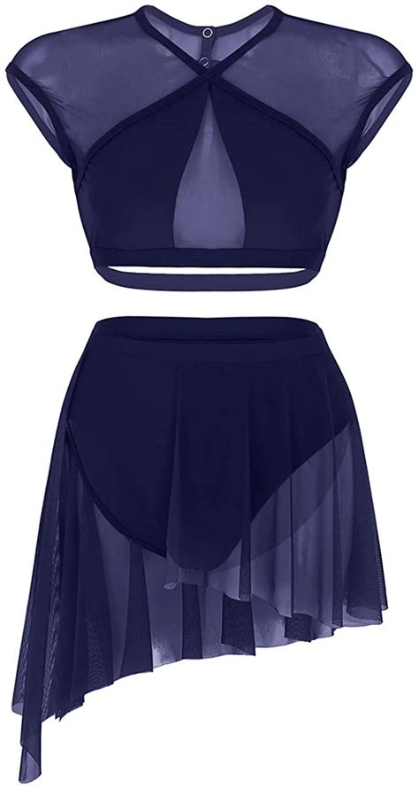 CHICTRY Ballettanzug Damen 2 Teilig Lyrisches Tanzkleid Latein Training