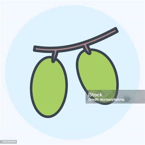 아이콘 올리브 과일과 야채 기호에 적합합니다 컬러 메이트 스타일 편집 가능한 간단한 디자인 디자인 템플릿 벡터 간단한 기호 그림