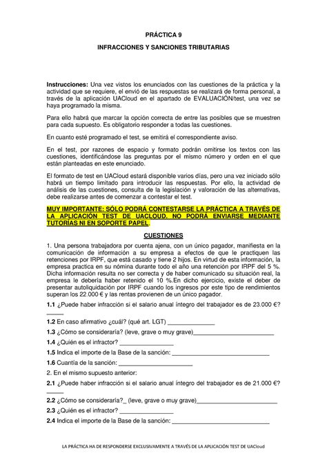 P9 Práctica Infracciones Y Sanciones Enunciado 2022 La PrÁctica Ha De
