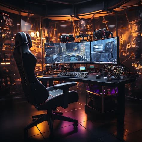 Premium Photo Backdrop Of High Tech Gaming Command Center Sleek Black