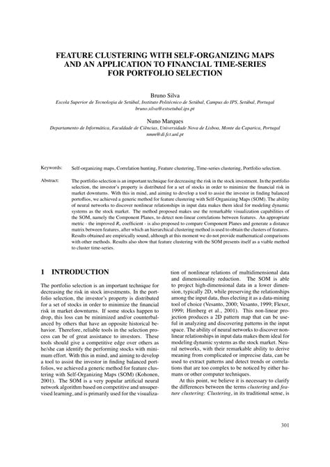 Pdf Feature Clustering With Self Organizing Maps And An Application To Financial Time Series