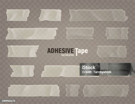사실적인 투명 접착제 테이프 세트 체크 무늬 배경에 끈적 끈적한 스카치 덕트 종이 스트립 벡터 일러스트레이션 개체 그룹에 대한 스톡 벡터 아트 및 기타 이미지 Istock