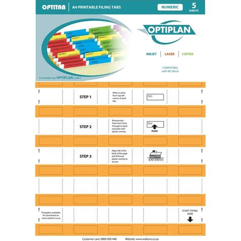 Optiplan Opti Tabs Numeric A4 Pack 200 Orange X2 Shop Today Get It