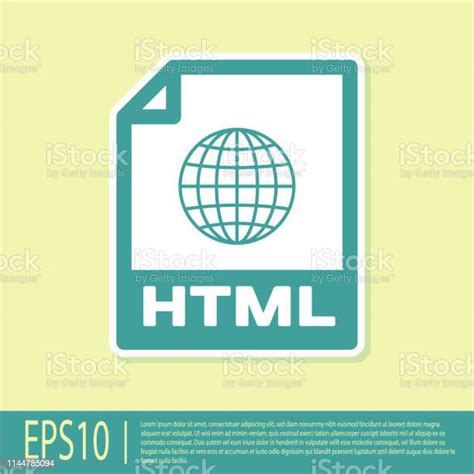 綠色 Html 檔案文檔圖示下載 Html 按鈕圖示隔離在黃色背景html 檔案符號標記語言符號向量插圖向量圖形及更多互聯網圖片 Istock