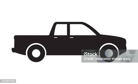 Pickup Icon Vector Black On White Background向量圖形及更多交通方式圖片 交通方式 客貨車