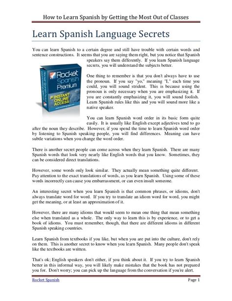 Learn Spanish Language Secrets