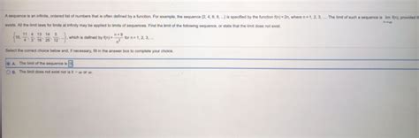 solved a sequence is an infinite ordered istof numbers that