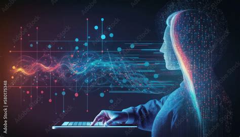 Big Data Technology And Data Science Illustration Data Flow Concept