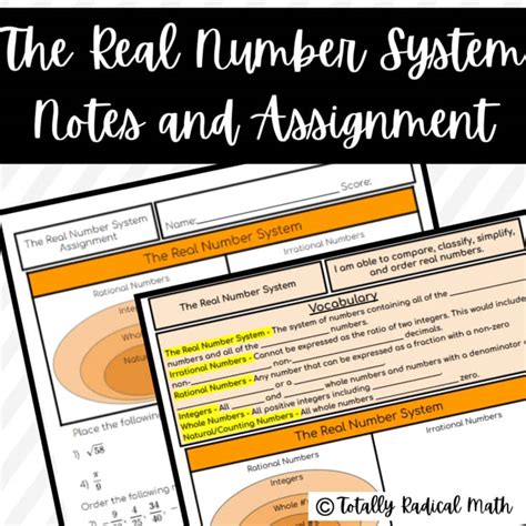The Real Number System Notes And Assignment By Totally Radical Math